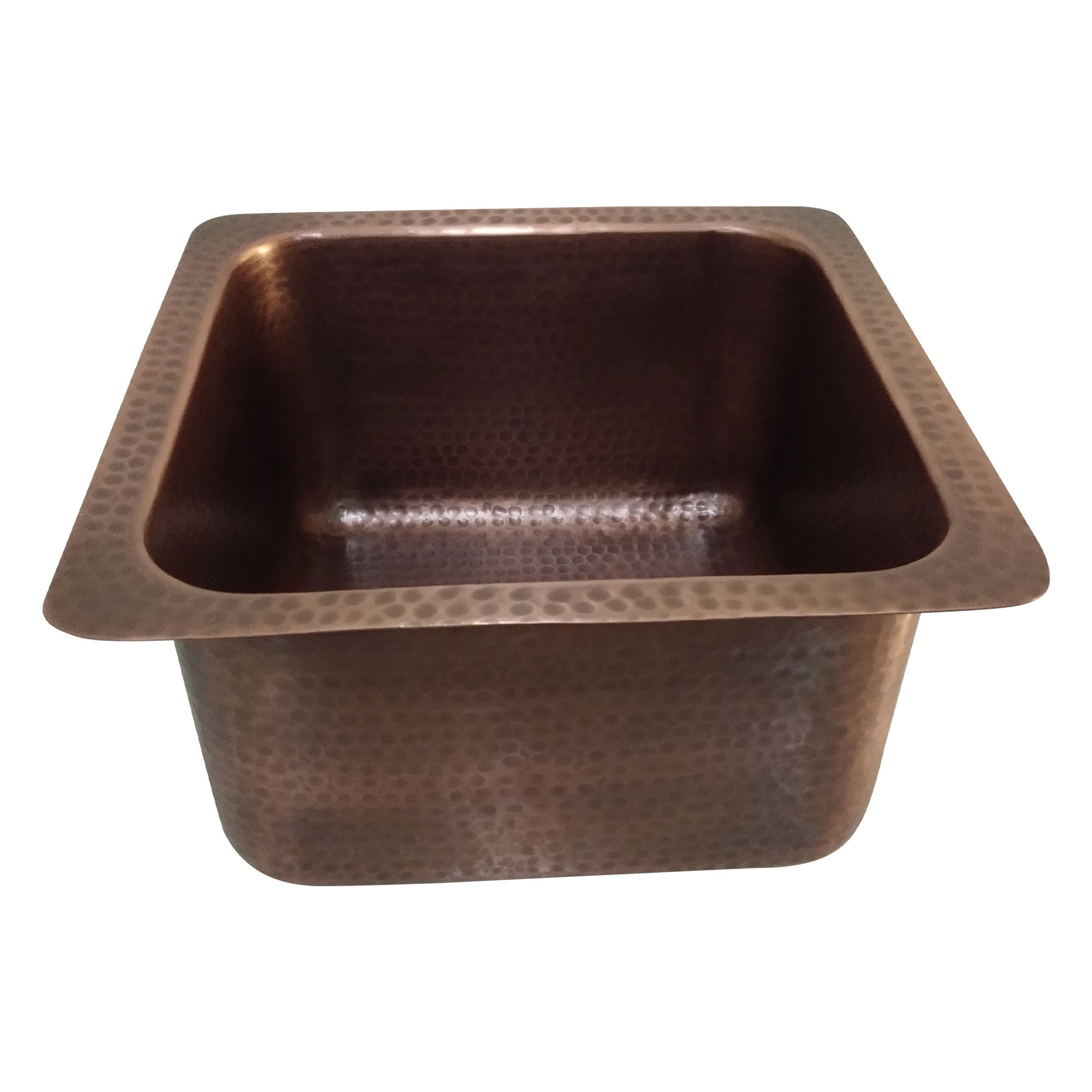 Square Copper Bar Sink Antique Hammered Undermount Sink 14" x 14" x 8 ...