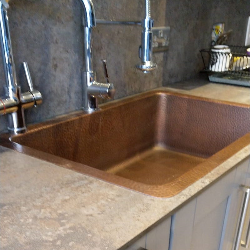 Single Bowl Single Wall Hammered Copper Kitchen Sink - Coppersmith ...