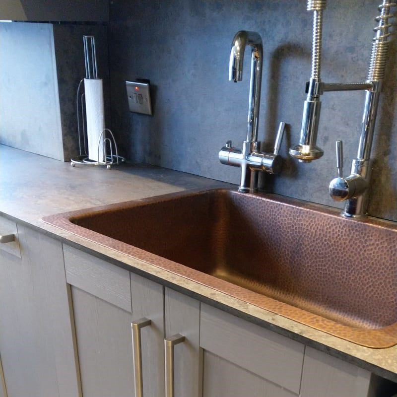 Single Bowl Single Wall Hammered Copper Kitchen Sink - Coppersmith ...